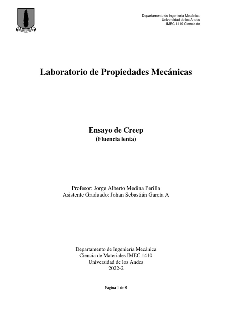 Ensayo de Creep en Polímeros | PDF | Fluencia (deformación ...