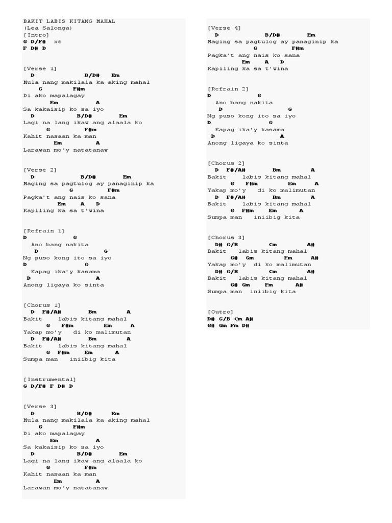 BAKIT LABIS KITANG MAHAL (Chords) | PDF