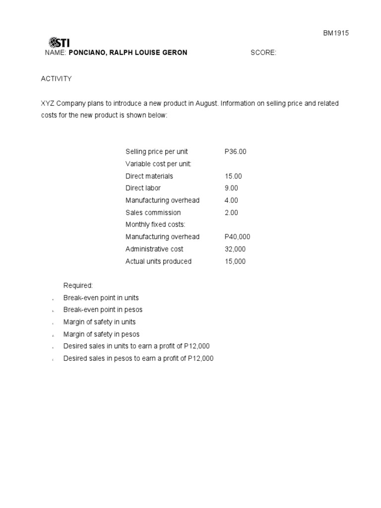 04 Activity 1 Managerial | PDF | Business | Production And Manufacturing