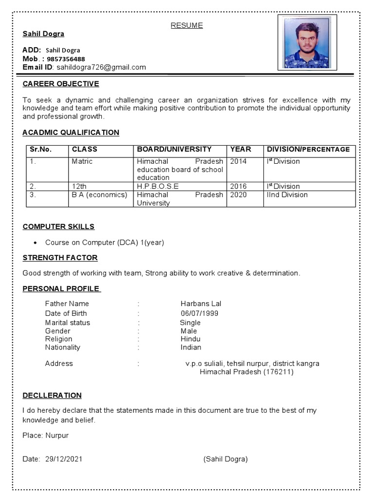 A Well-Rounded Resume Highlighting Academic Qualifications, Computer ...