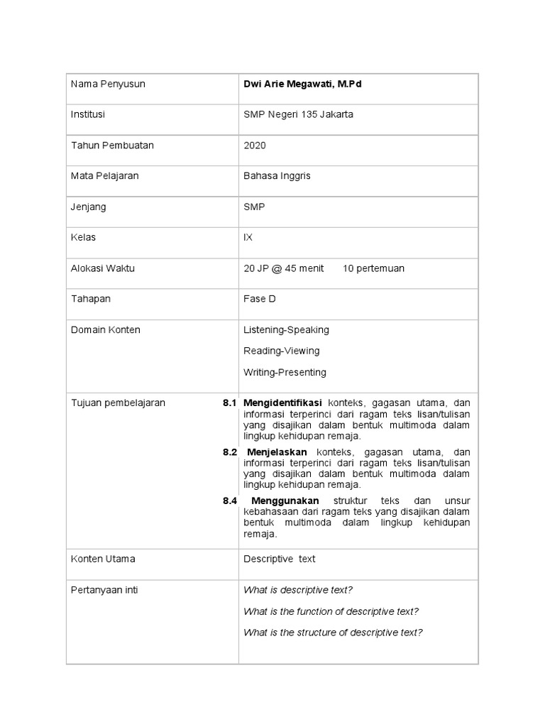 Modul Ajar B.ing | PDF