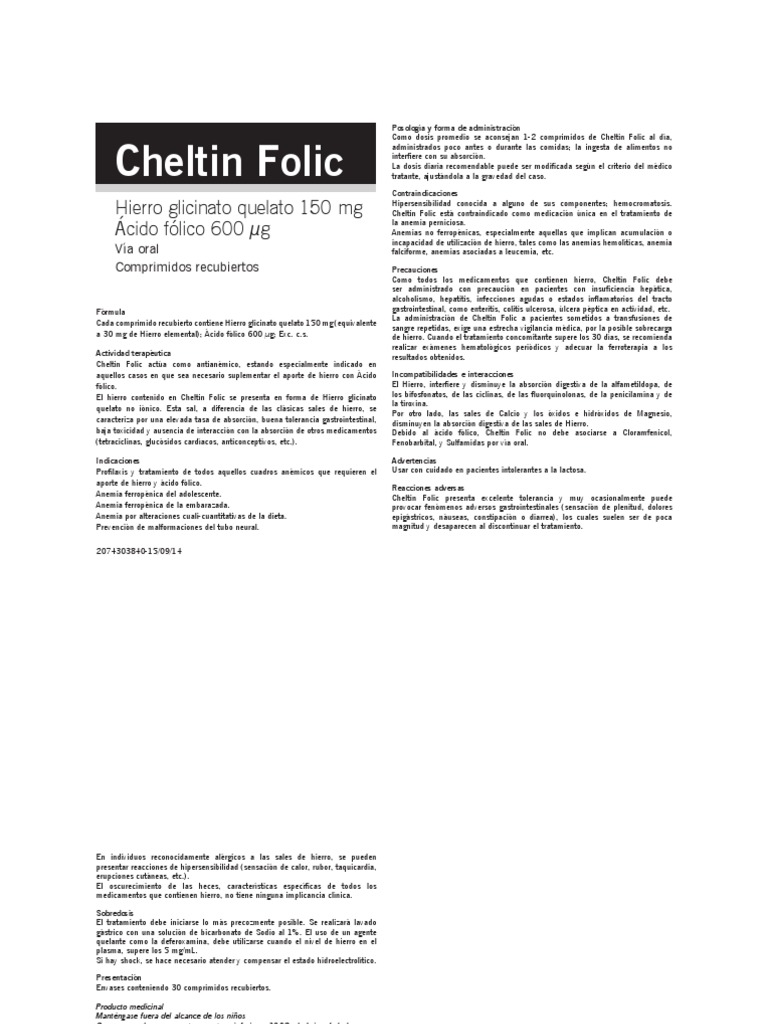 Cheltin Folic | PDF | Medicamentos con receta | Diarrea