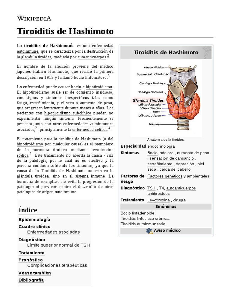 Tiroiditis de Hashimoto: Síntomas y Tratamiento | PDF | Hipotiroidismo ...