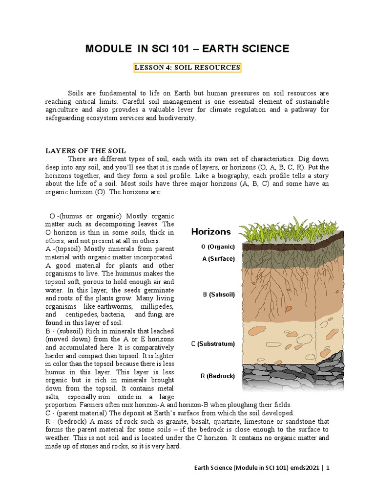 Module SCI109 EARTH SCI SOIL RESOURCES | Download Free PDF | Soil | Agriculture