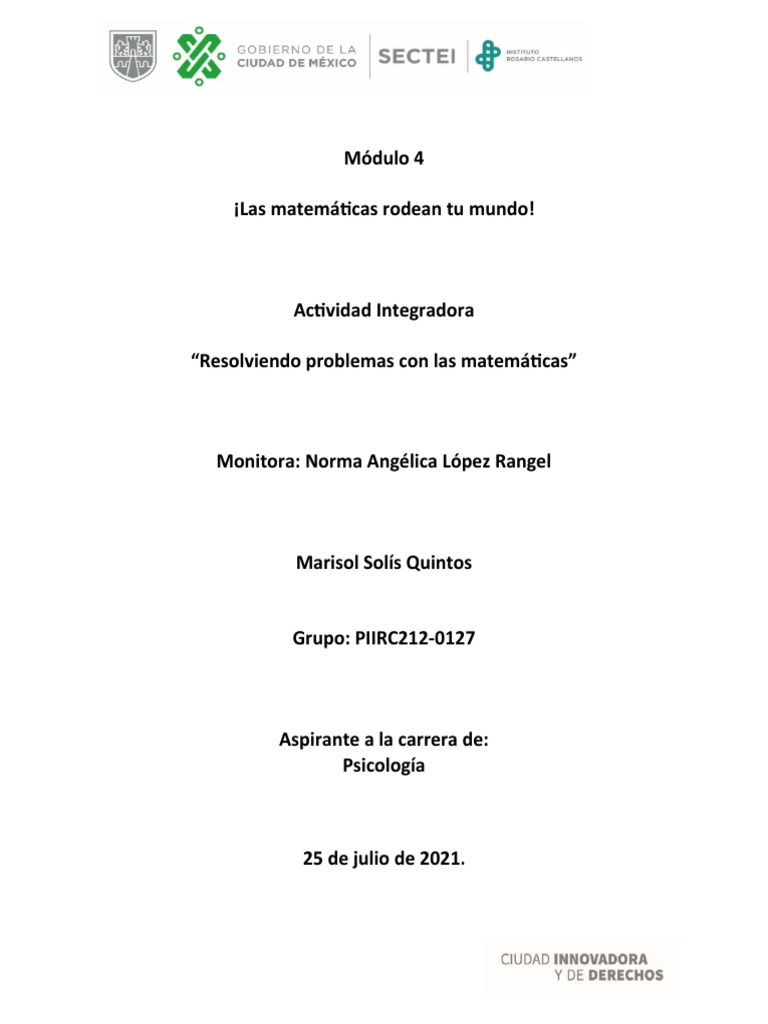 Matematicas Act. 4 | PDF | Matemáticas
