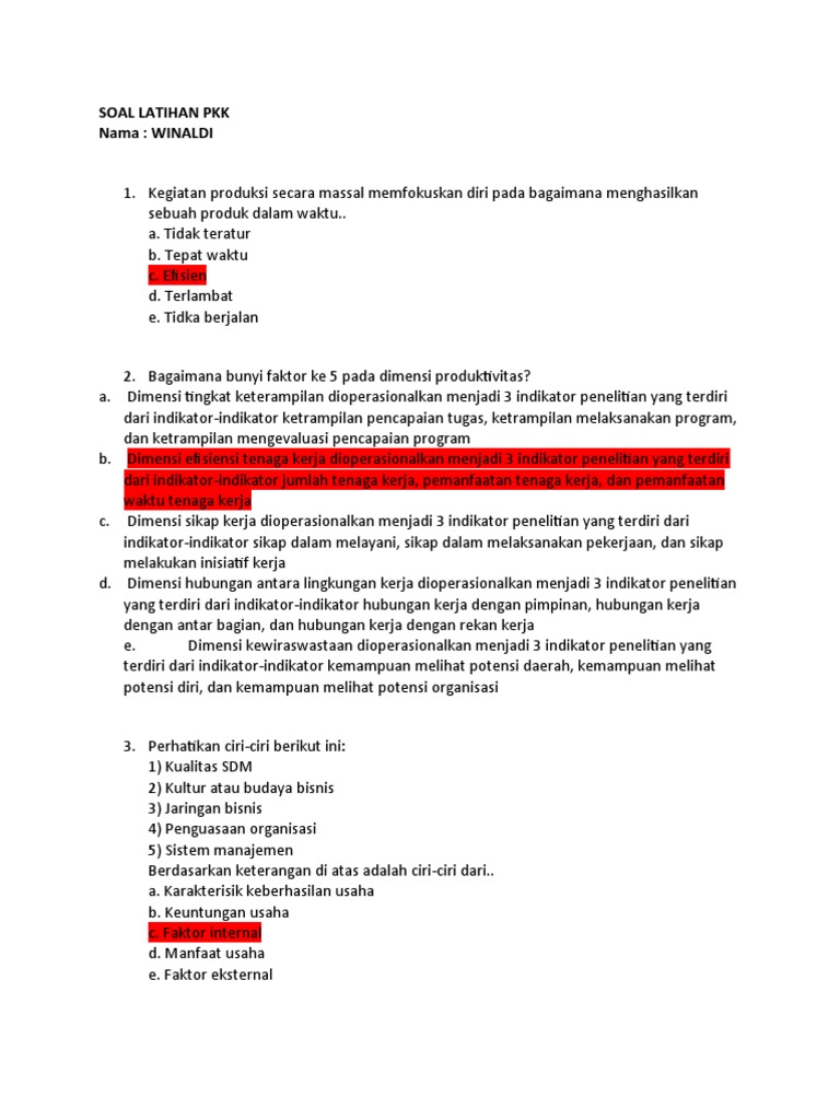 Soal Latihan PKK | PDF