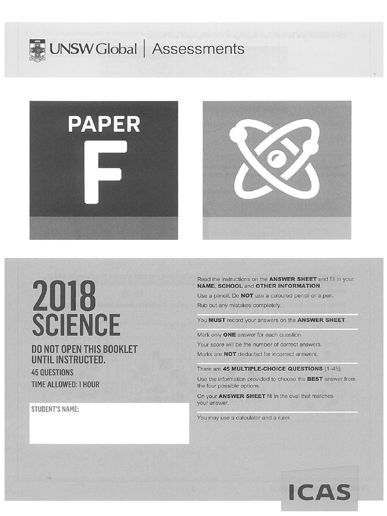 ICAS - Science - Paper F - 2018 | PDF
