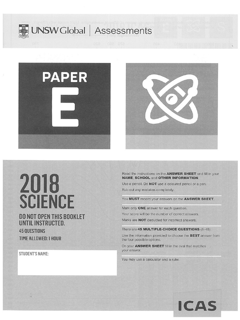ICAS - Science - Paper E - 2018 | PDF