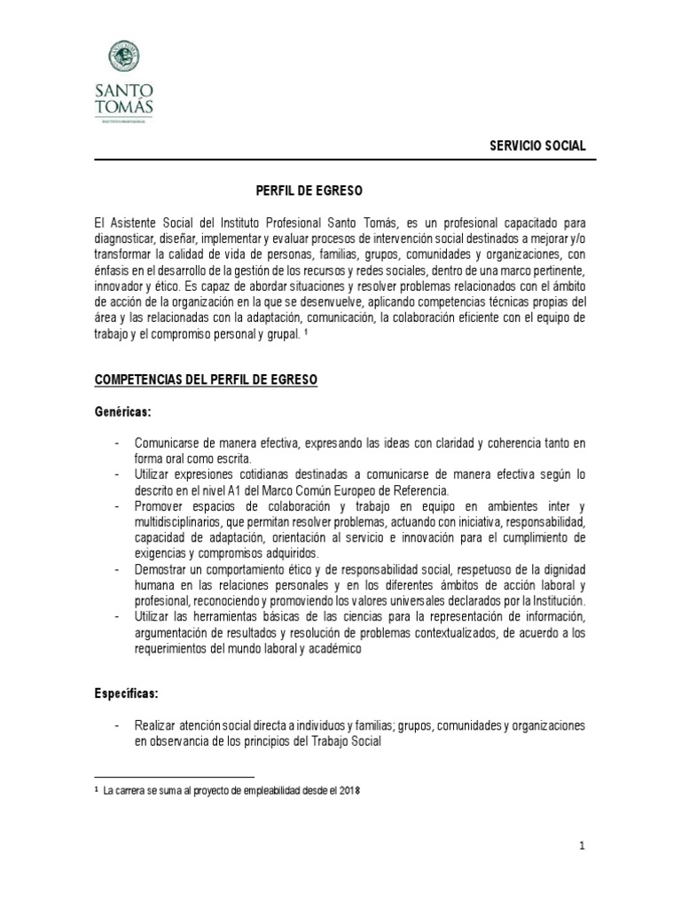 Perfil de Egreso Servicio Social | PDF | Trabajo Social