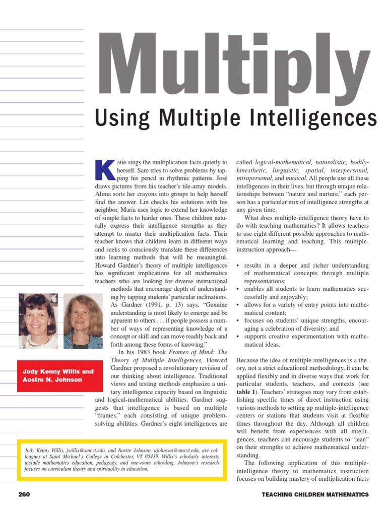 TCM Multiply With MI Using Multiple Intelligences To Master Multiplication | PDF | Teaching ...