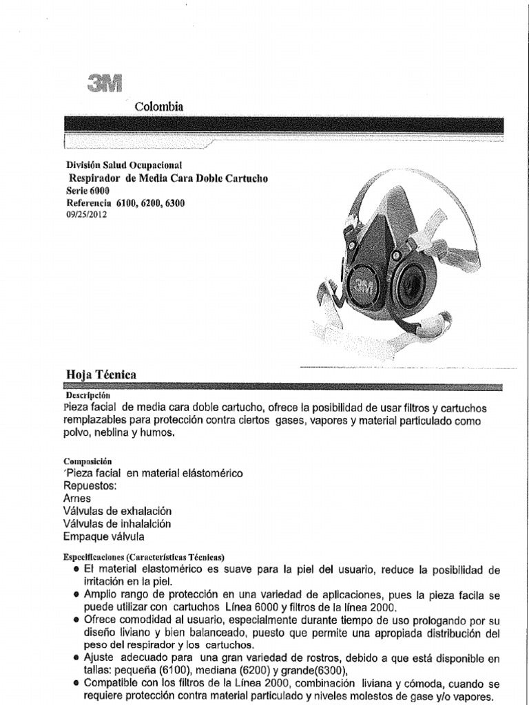 Fichas Tecnicas de Epp Proteccion Respiratoria | PDF