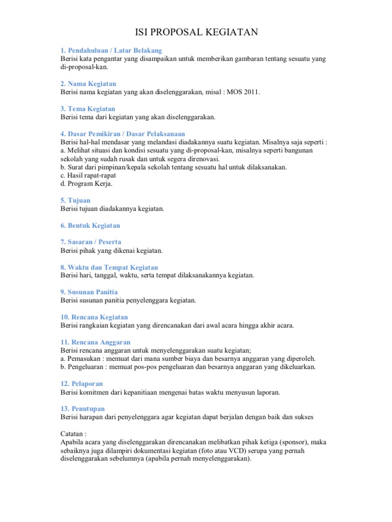 Isi Proposal Kegiatan | PDF