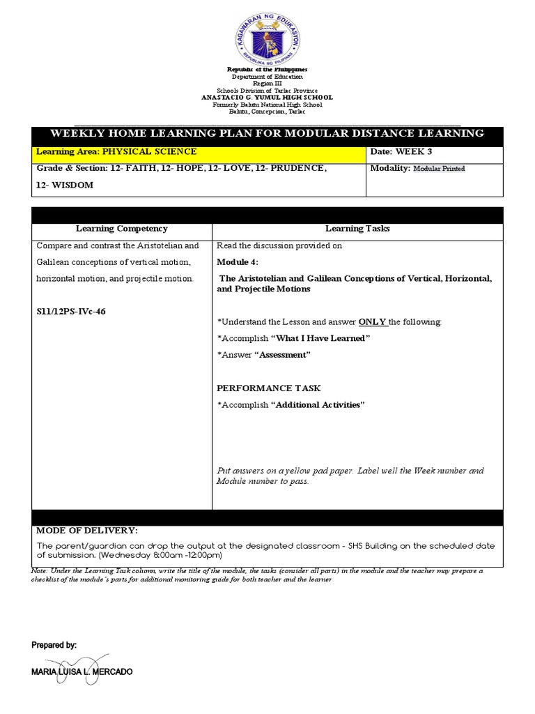 WK3 QTR4 Physical Science | PDF | Behavior Modification | Learning