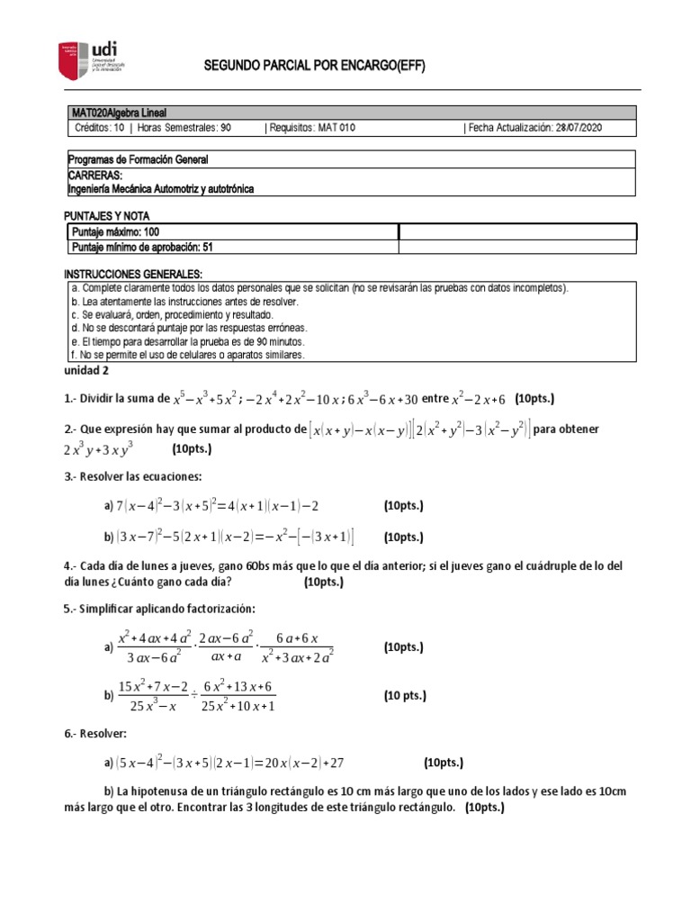 Segundo Parcial II | PDF | Matemáticas