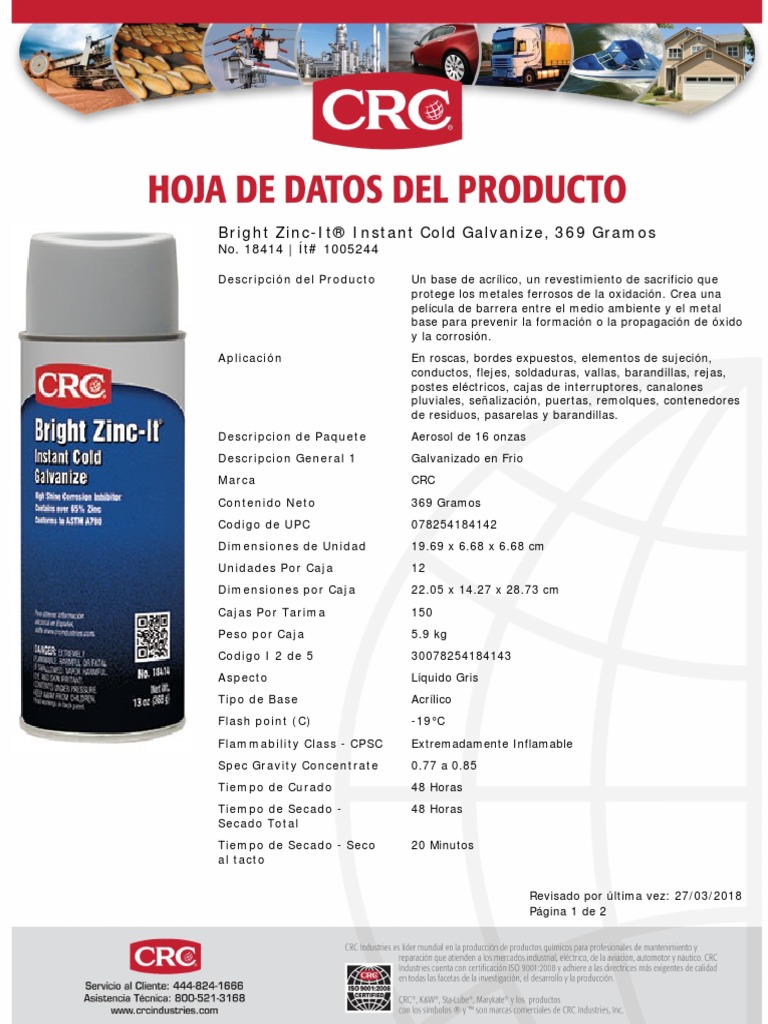 H.T. Bright Zinc-It - Instant Cold Galvanize | PDF | Compuestos ...