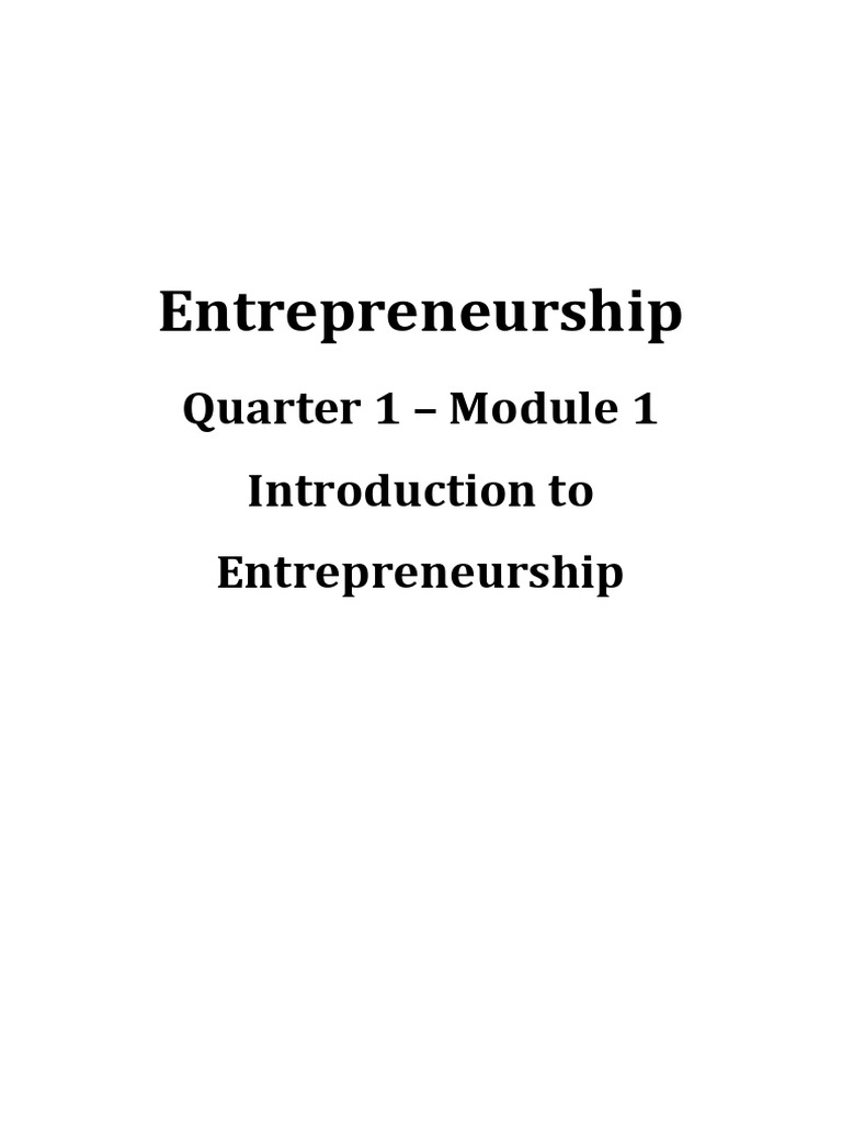 Module1 Entrepreneurship G12 Revised | PDF | Entrepreneurship | Innovation