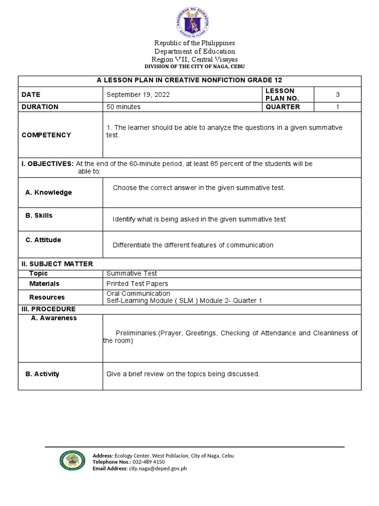 LP 2 | PDF | Lesson Plan | Education Theory