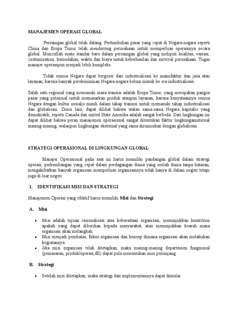 Strategi Operasi Global | PDF | Karier & Perkembangan
