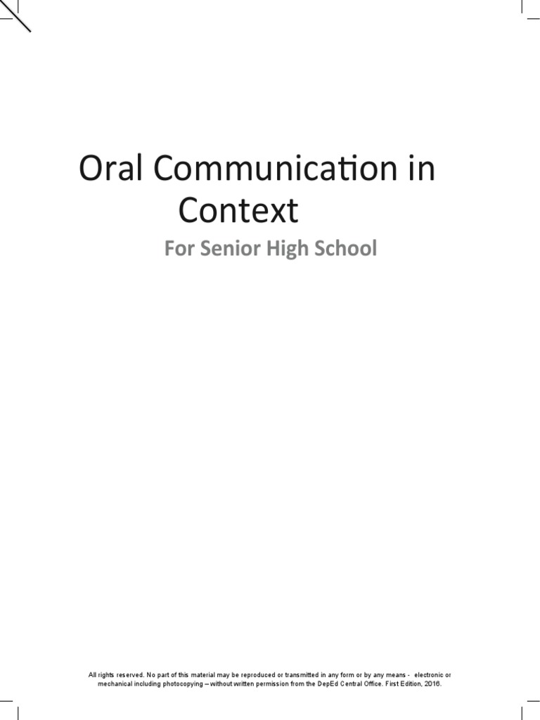 Oral Communication in Context LM For Shs | PDF | Communication ...