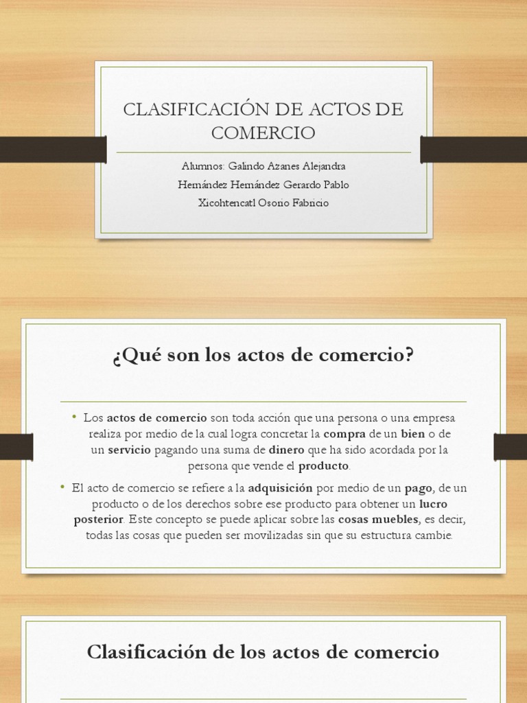 Clasificación de Actos de Comercio | PDF