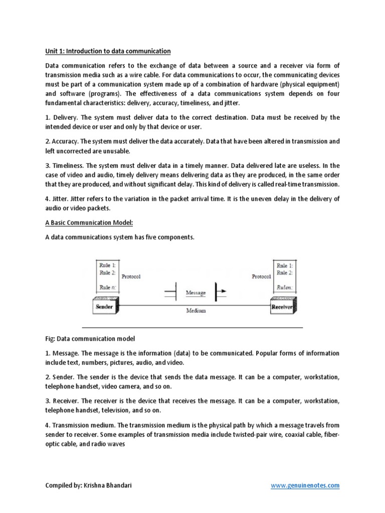 Unit 1 Introduction To Data Communication 1 | Download Free PDF ...