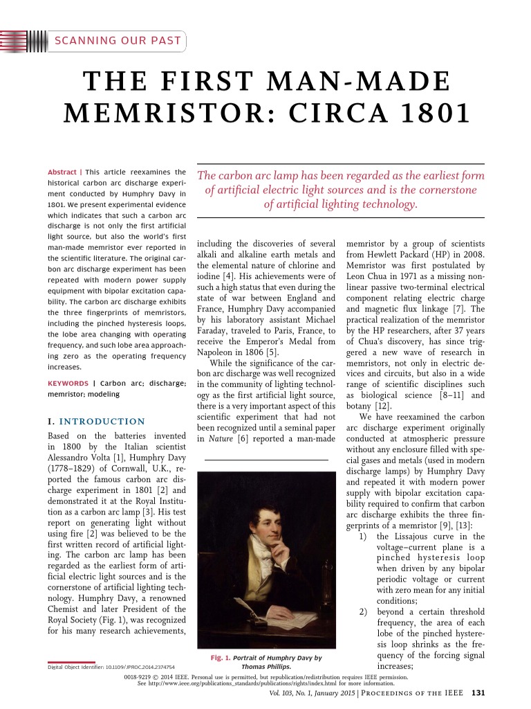 The First Man-Made Memristor Circa 1801 Scanning Our Past | PDF ...