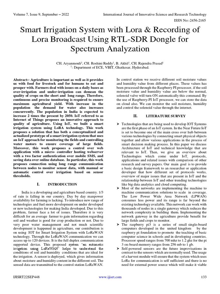Smart Irrigation System With Lora & Recording of Lora Broadcast Using RTL-SDR Dongle For ...