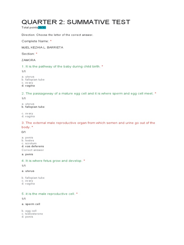 Reproductive System Test Review | PDF | Menstrual Cycle | Reproductive ...
