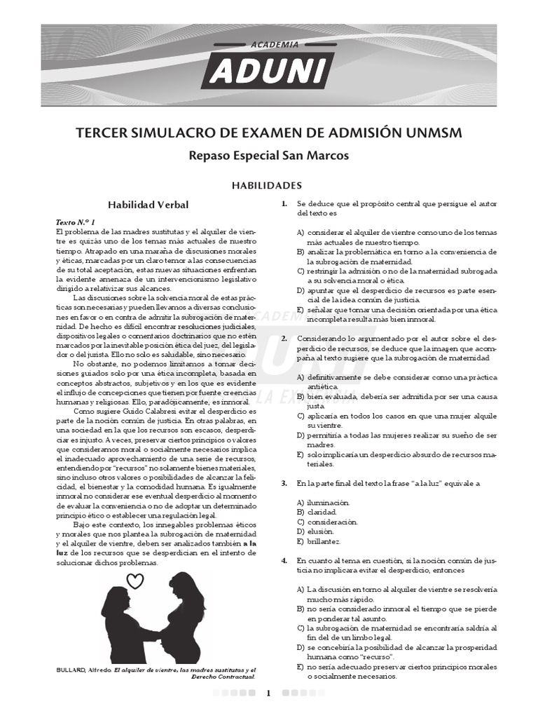 3 Sim Ex Adm UNMSM | PDF | Verbo | Moralidad