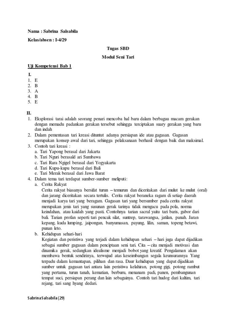 Modul Tari SBD | PDF