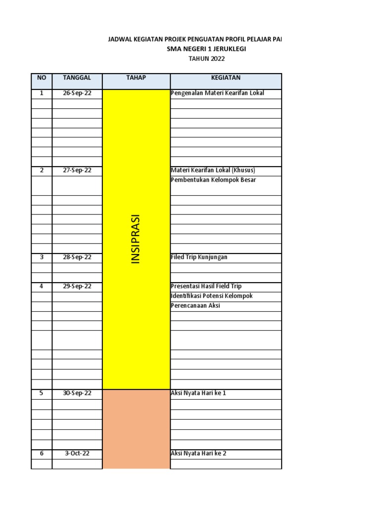Jadwal Kegiatan P5 | PDF