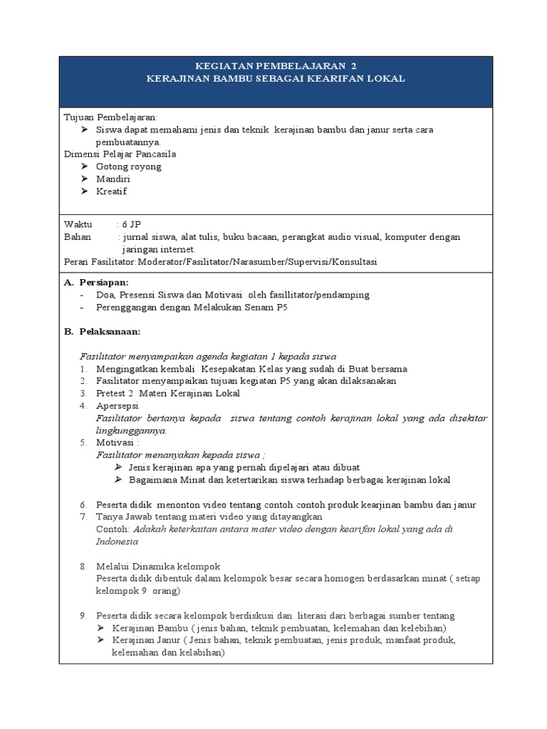 Modul P5 Kearifan Lokal Hari Ke 2 | PDF