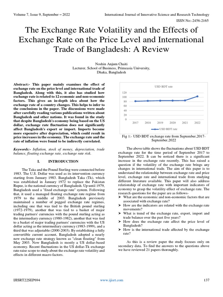 The Exchange Rate Volatility And The Effects Of Exchange Rate On The