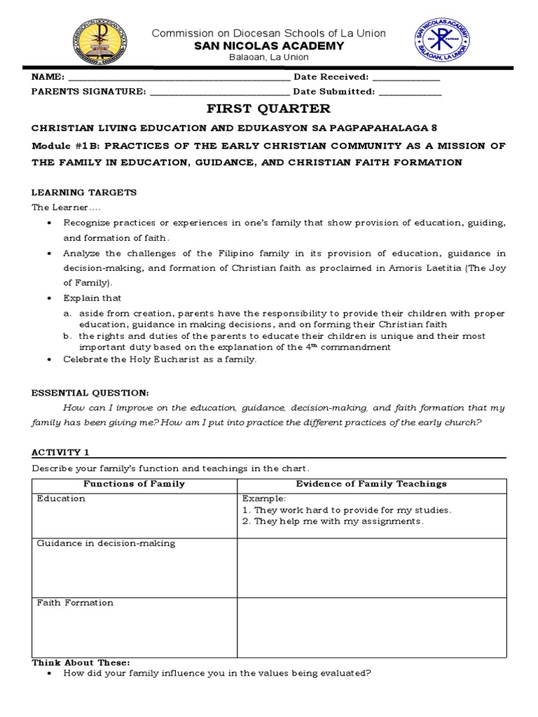 Grade 8 CLE-ESP-Module 1B | PDF