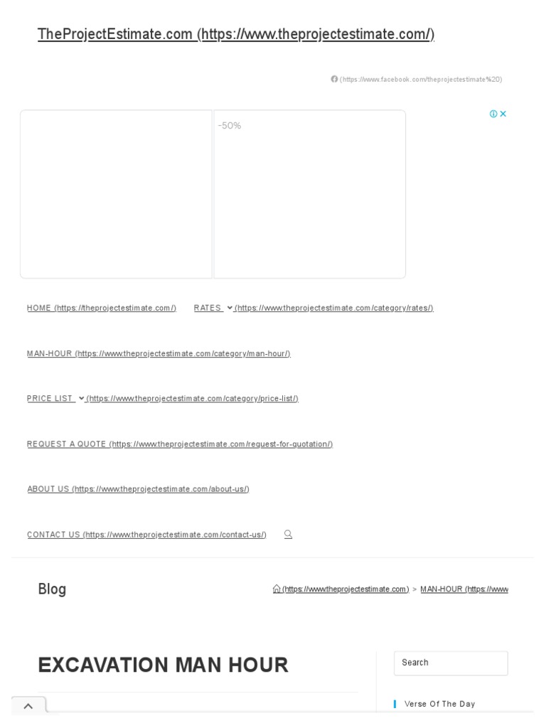 Excavation Man Hour | PDF | Building Materials | Manufactured Goods