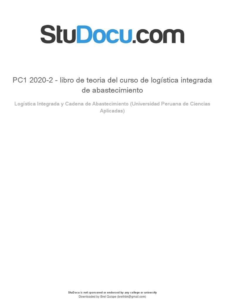 pc1 2020 2 Libro de Teoria Del Curso de Logistica Integrada de Abastecimiento | PDF | Informática