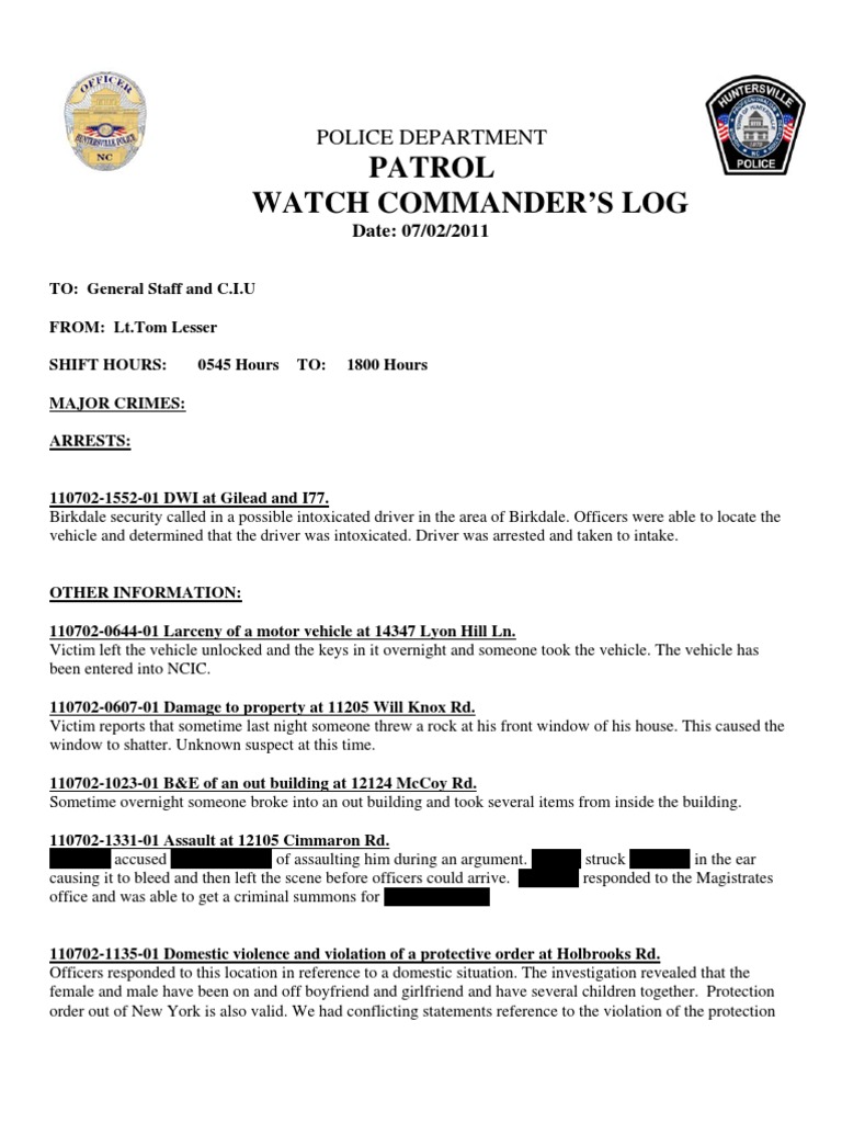 Watch Log 7-2-11day | PDF