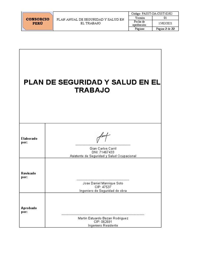 Plan Anual de SST 2021 PDF | PDF | Seguridad y salud ocupacional | Perú