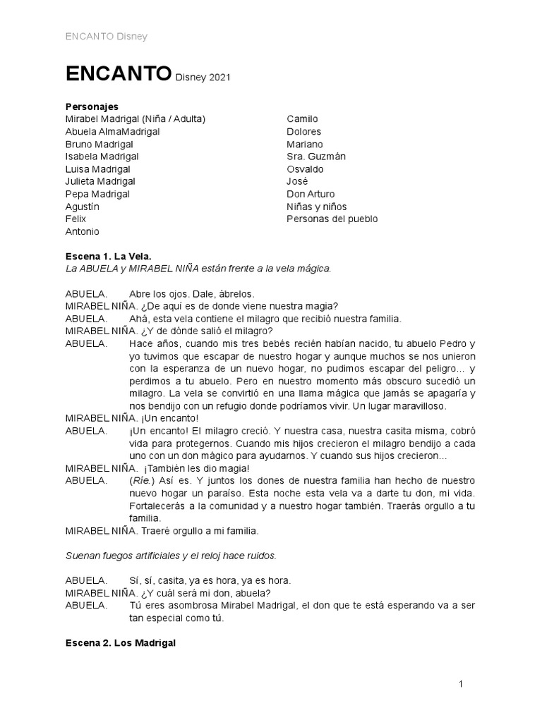 ENCANTO Disney Libreto | PDF