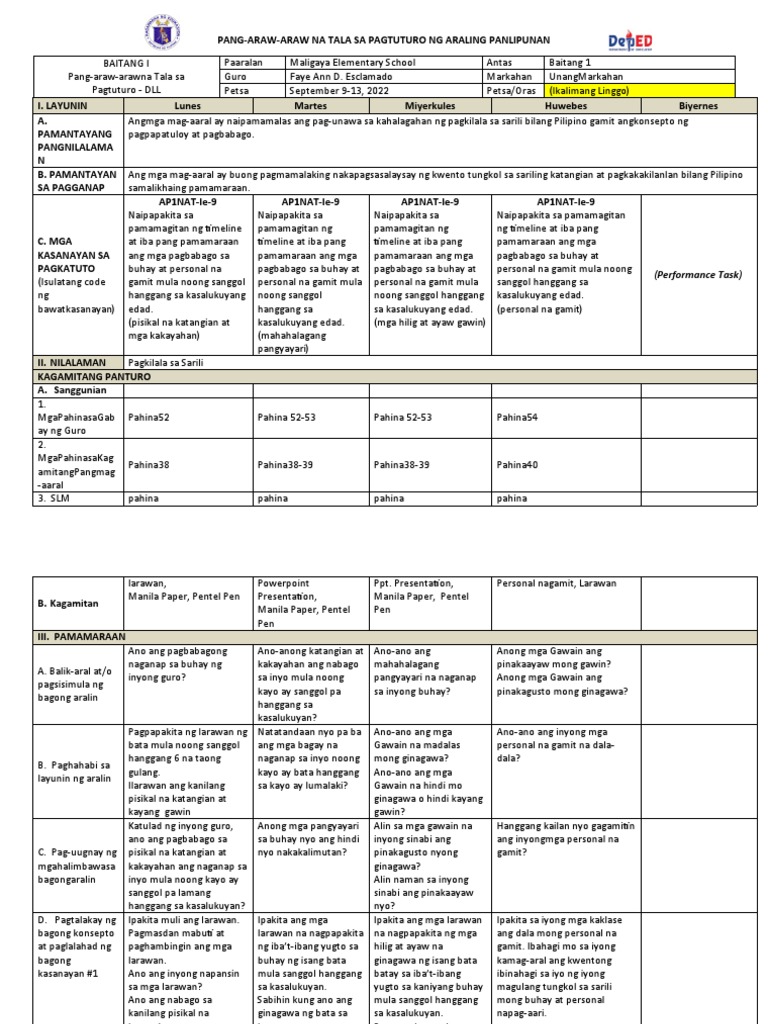 AP1-DLL MELCS-for-1ST-RATING-WEEK-5 | PDF