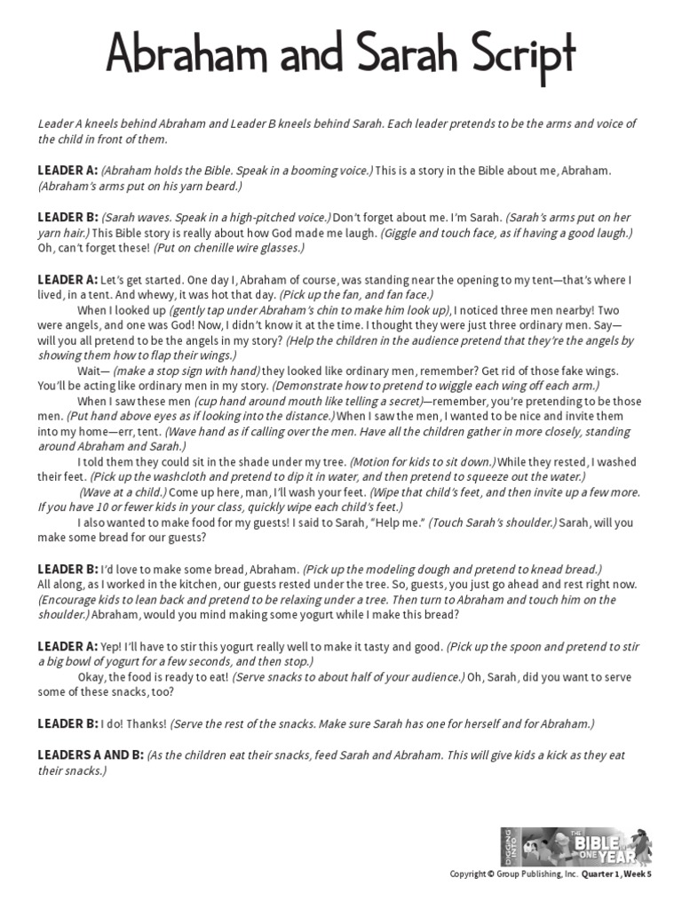 q1_lesson-05_abraham-and-sarah-script_handout | PDF | Abraham | Isaac