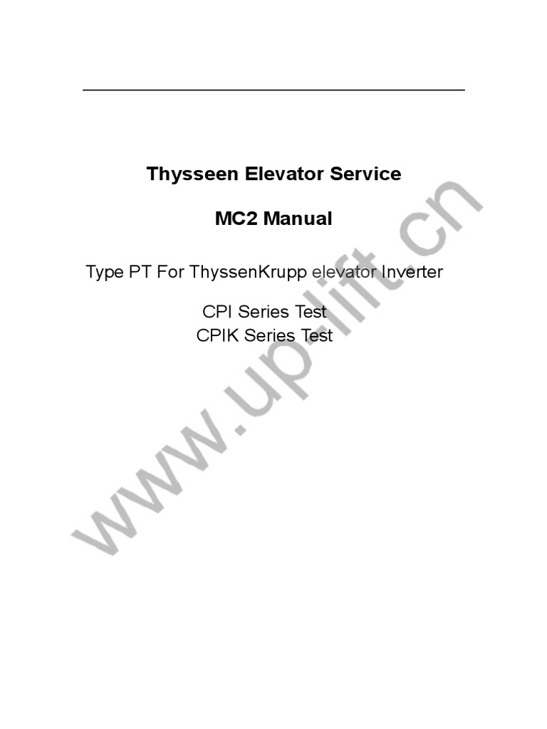 Thysseen Elevator Service MC2 Manual | PDF | Switch | Central Processing Unit