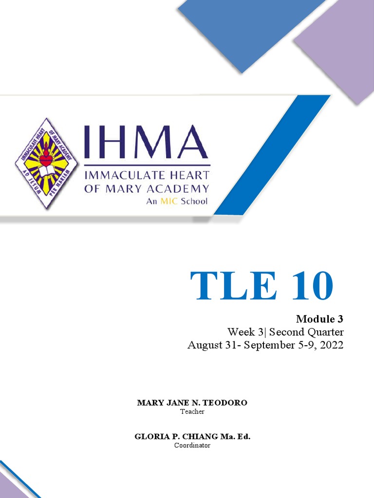 Tle 10 Q2 Module 3 | PDF | Cooking | Vegetables