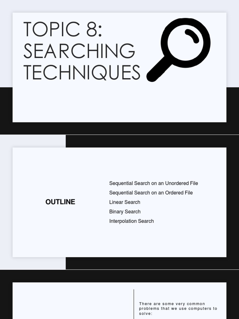 Topic 8 - Searching Techniques | PDF | Computer Science | Algorithms ... Topic 8 - Searching Techniques | PDF | Computer Science | Algorithms ...