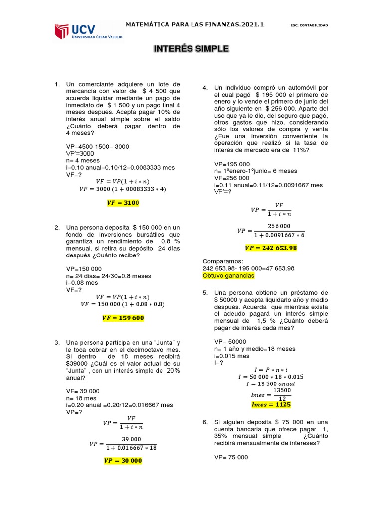 Interes Simple | PDF | Interés | Economía política