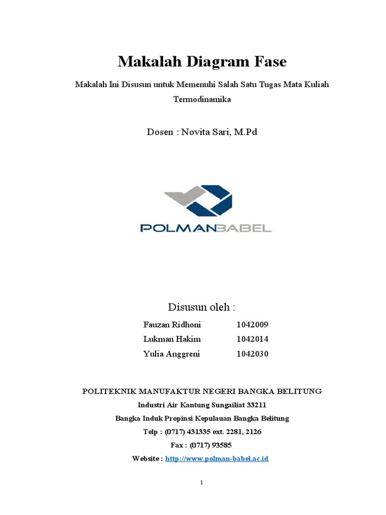 Makalah Diagram Fase | PDF | Metode & Bahan Ajar | Teknologi & Rekayasa