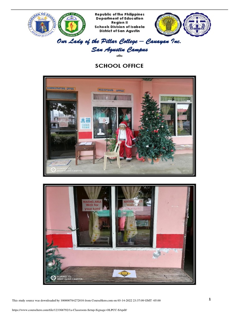 1.a. Classroom Setup Signage OLPCC SA PDF | PDF