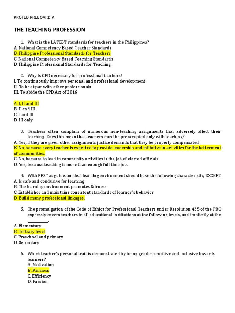 Anskey Profed Preboard A | PDF | Curriculum | Teachers