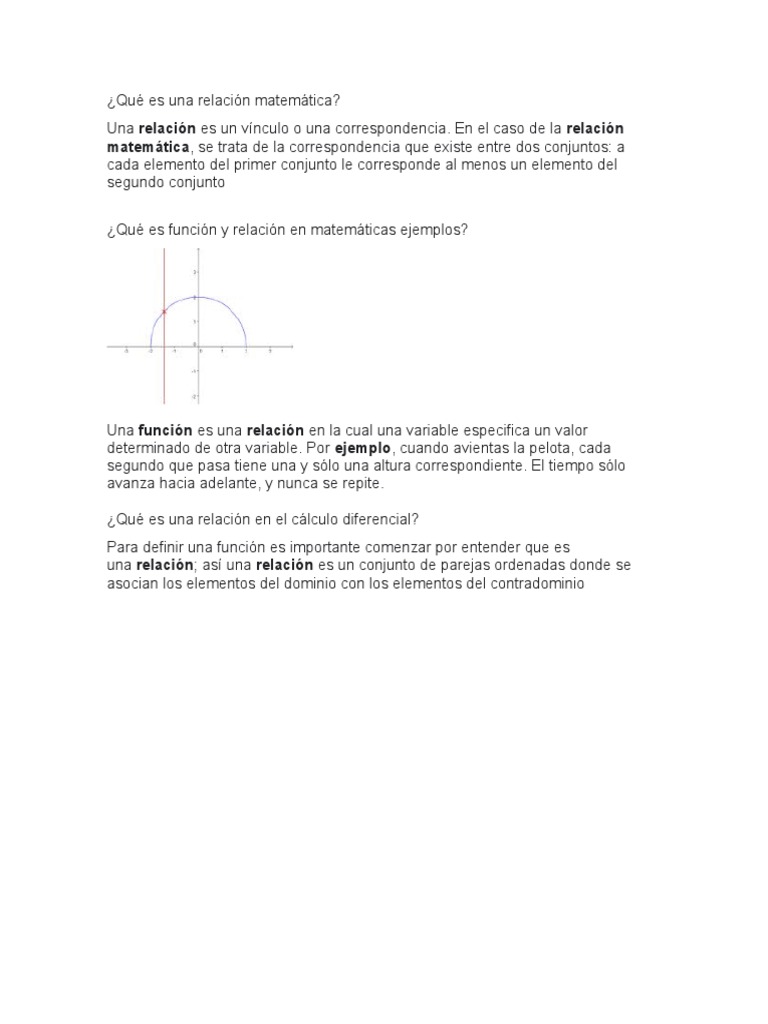 Lo que es una relación matemática y cómo se diferencia de una función | PDF