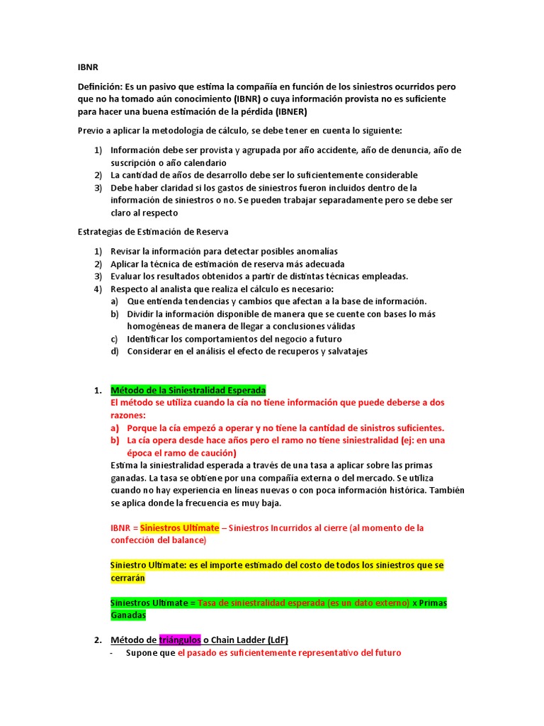Métodos de Estimación de IBNR | PDF | Información | Agencia Central de ...